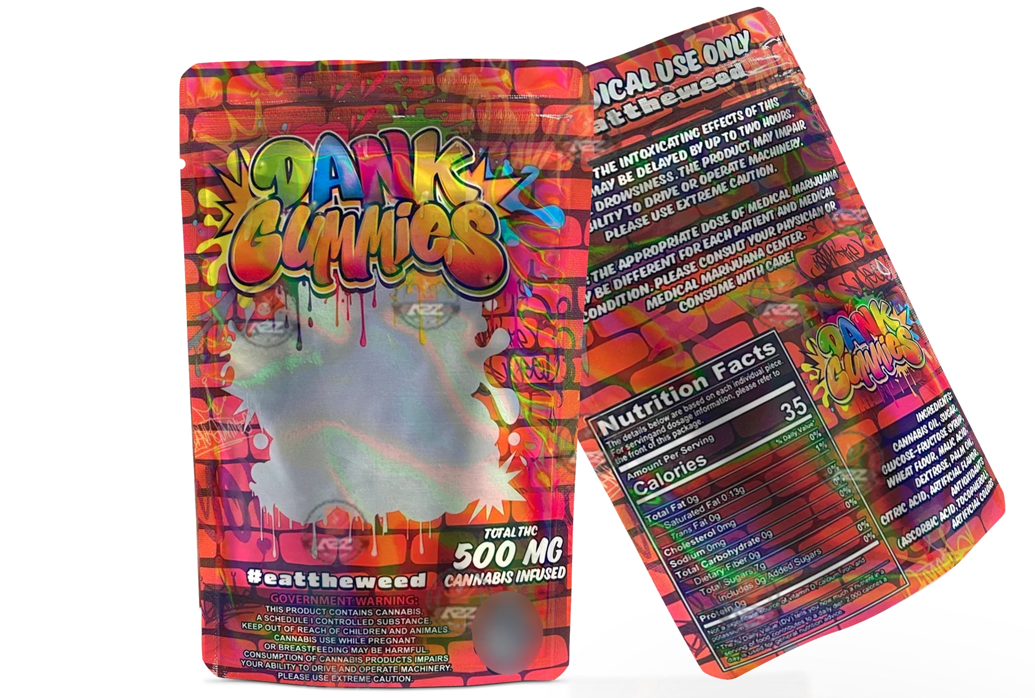 Dank Gummies 500mg Mylar Bag Red-Packaging Only – Black Unicorn Hub