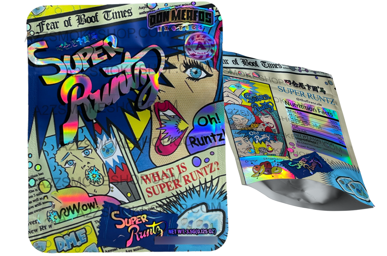 Super Runtz bag 3.5g Holographic Mylar bag Packaging Only – Black ...