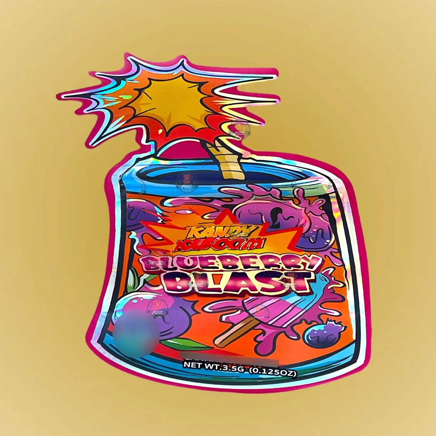 Candy Kaboom Blueberry Blast 3.5G Mylar Bags Cut Out-Holographic ...