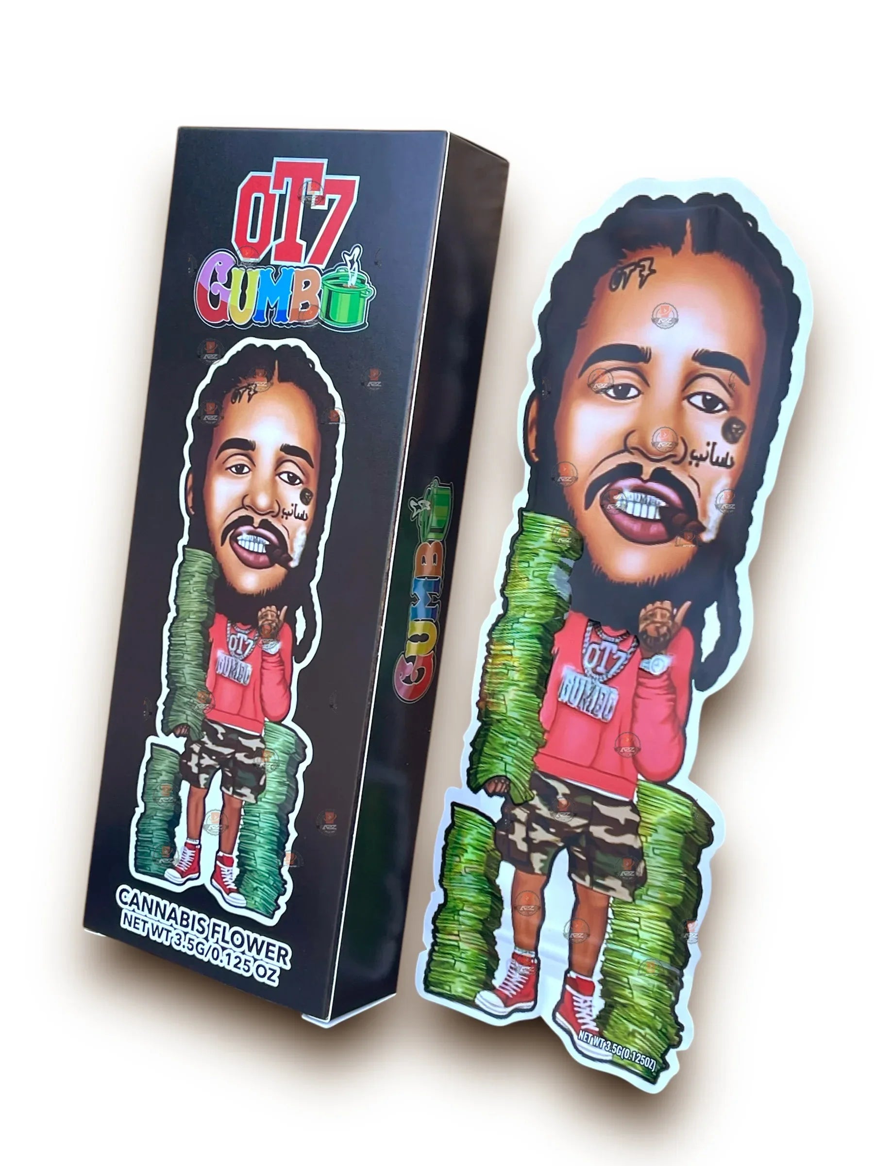 0T7 Quanny Gumbo Mylar Bags with Boxes 3.5g Box Packaging Holographic ...
