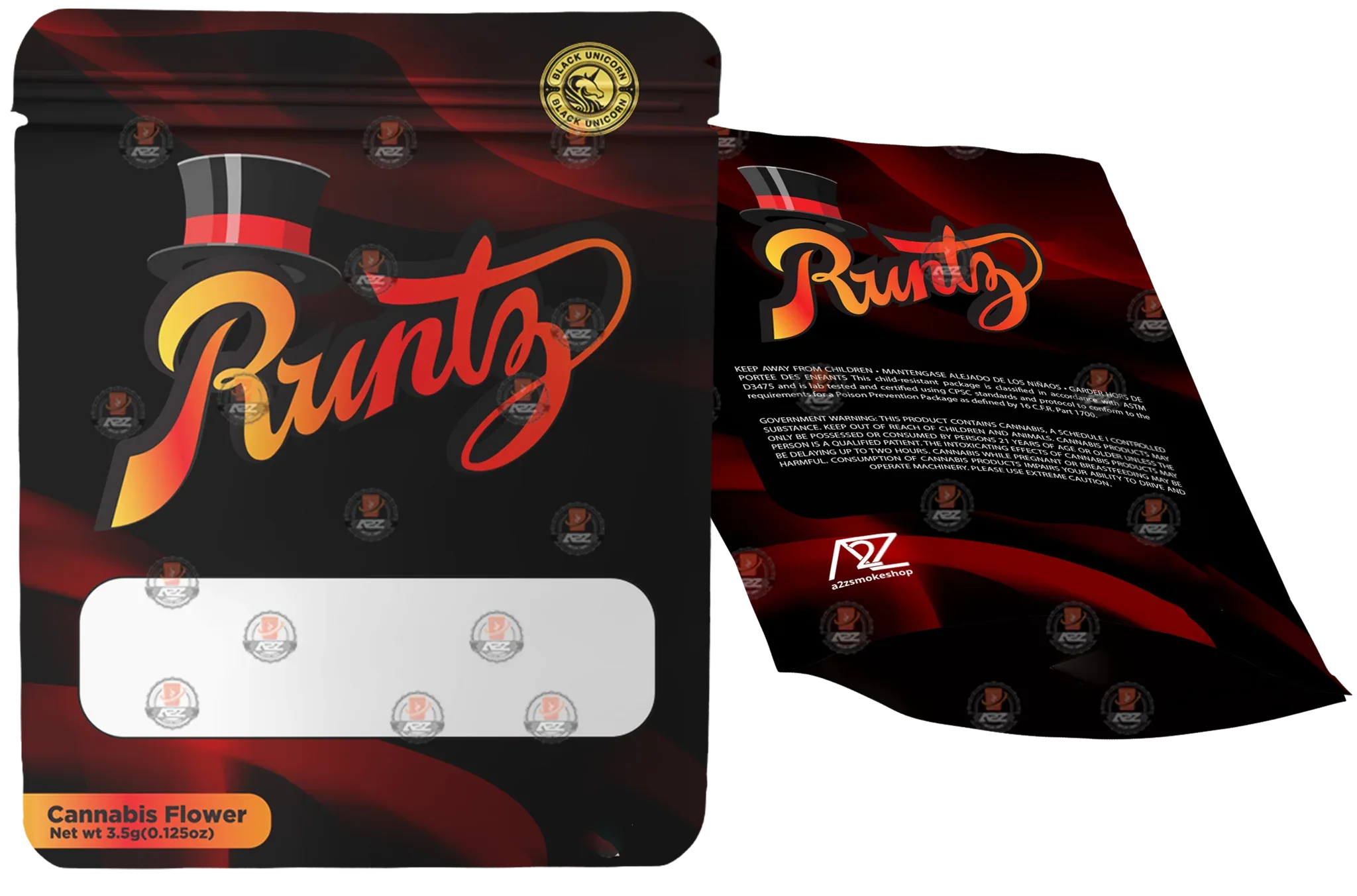 Black Unicorn Runtz Mylar bag with Window 3.5G – Black Unicorn Hub