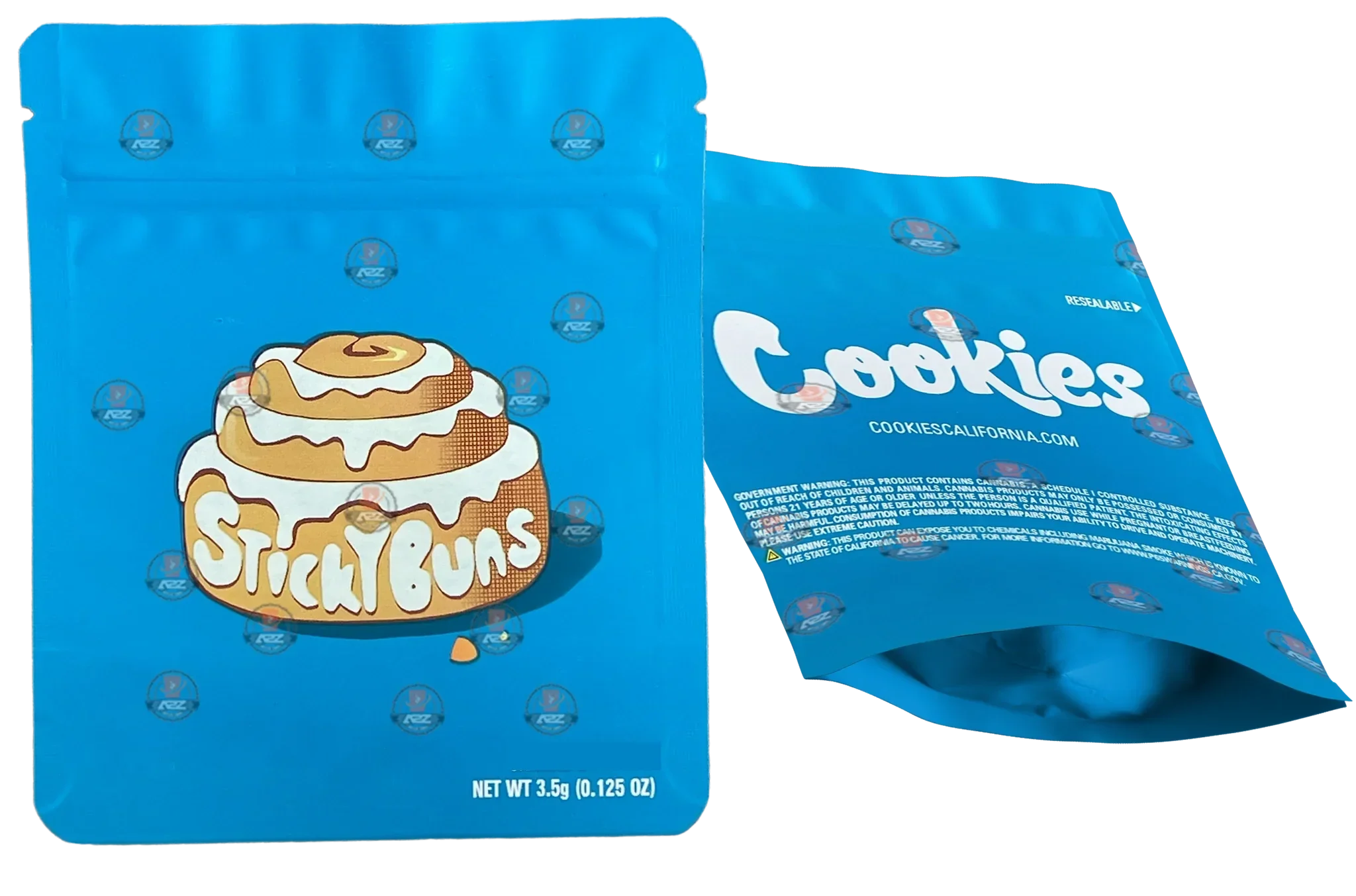 Cookies Sticky Buns Mylar Bags 3.5 Grams Smell Proof Resealable Bags w ...