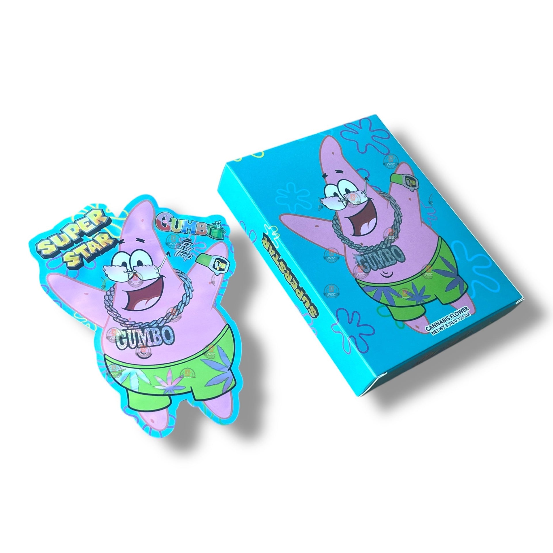 Super Star Gumbo Mylar Bags with Boxes 3.5g Box Packaging – Black ...