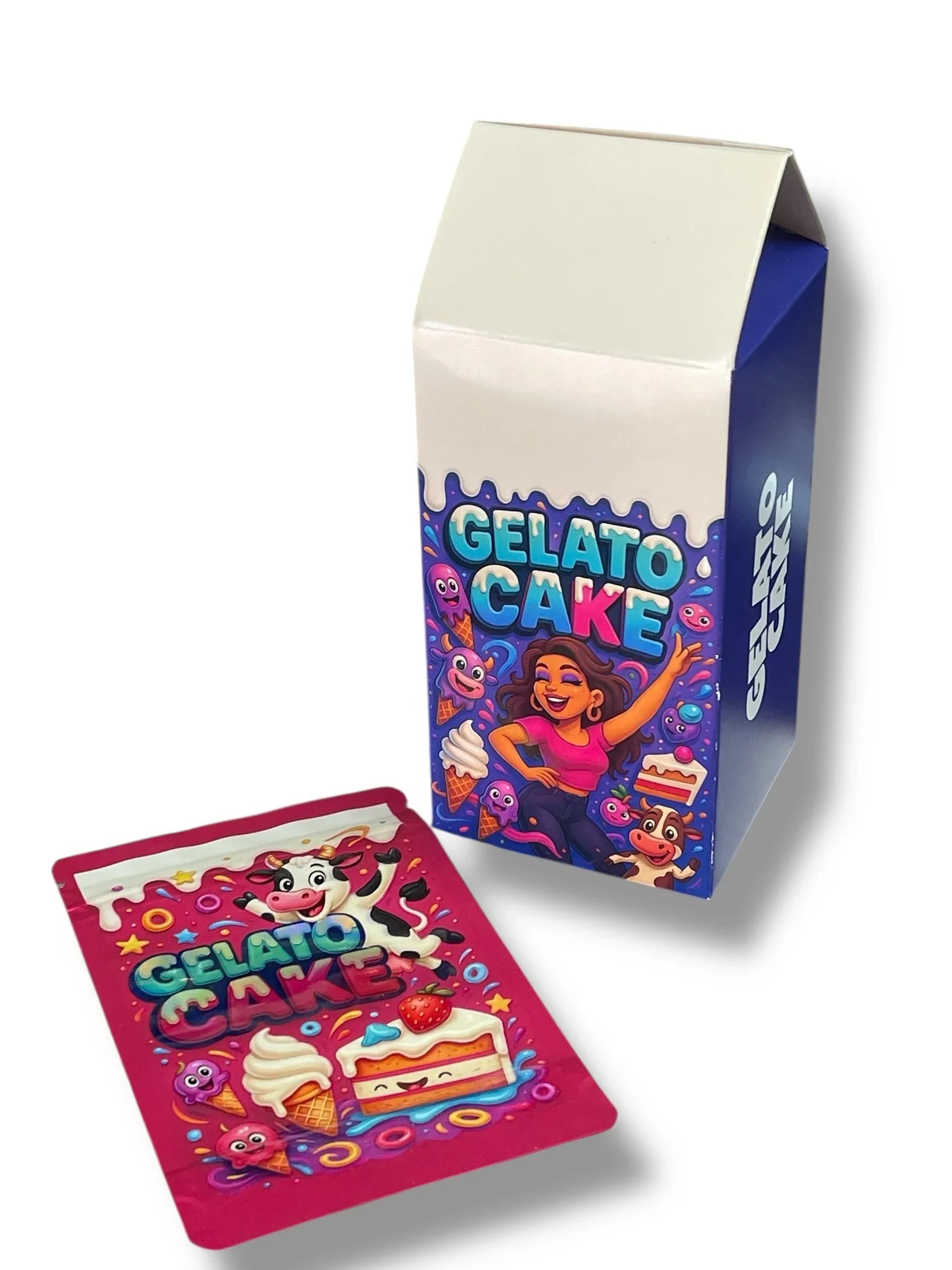 Gelato Cake Mylar Bags with Milk Boxes 3.5g Box Packaging – Black ...