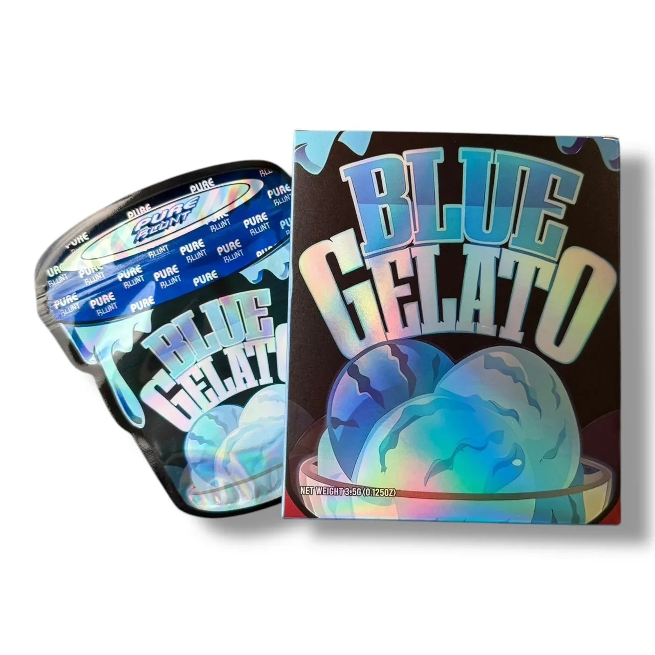 Pure Blunt Blue Gelato Mylar Bags with Boxes 3.5g Box Packaging – Black ...