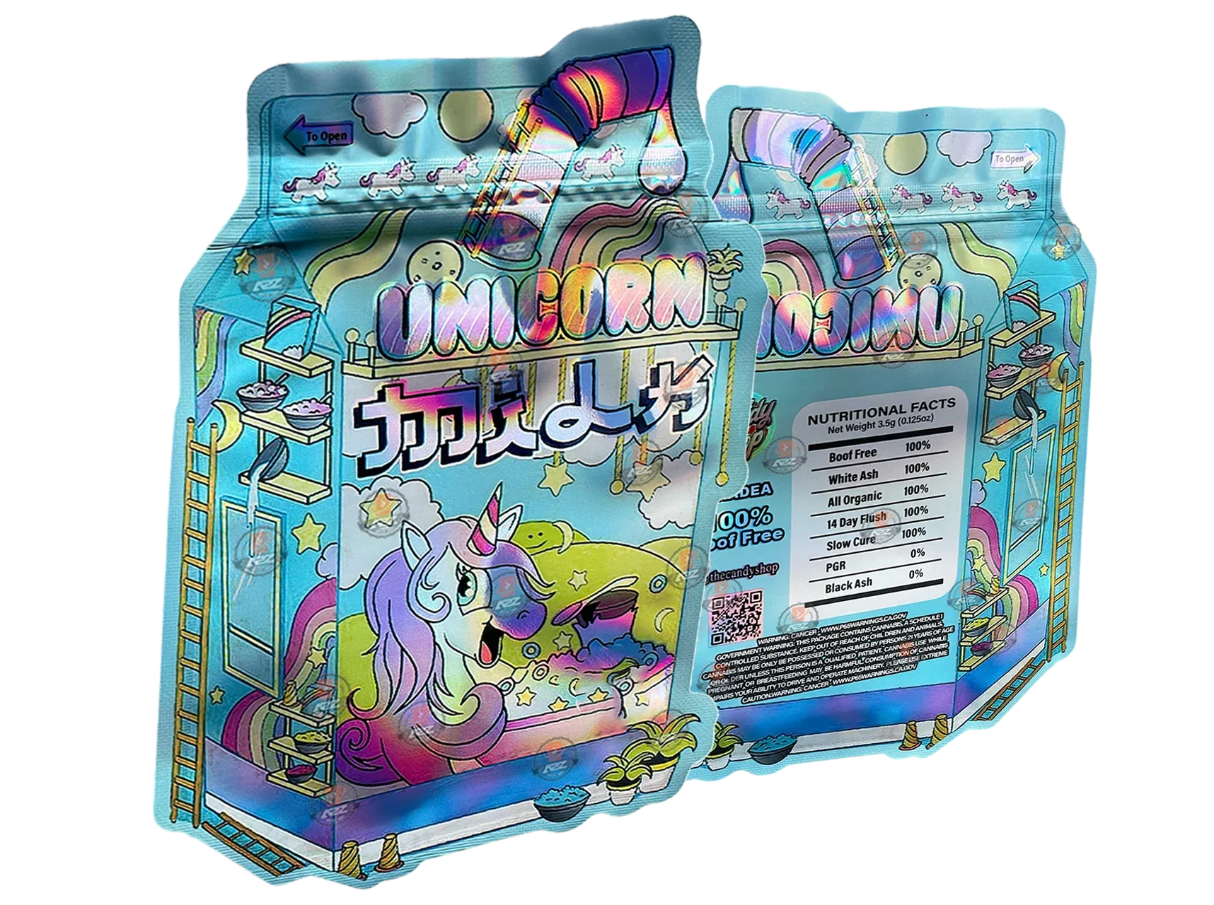 Unicorn Milk Mylar bag 3.5g cut out Empty Packaging- Holographic ...